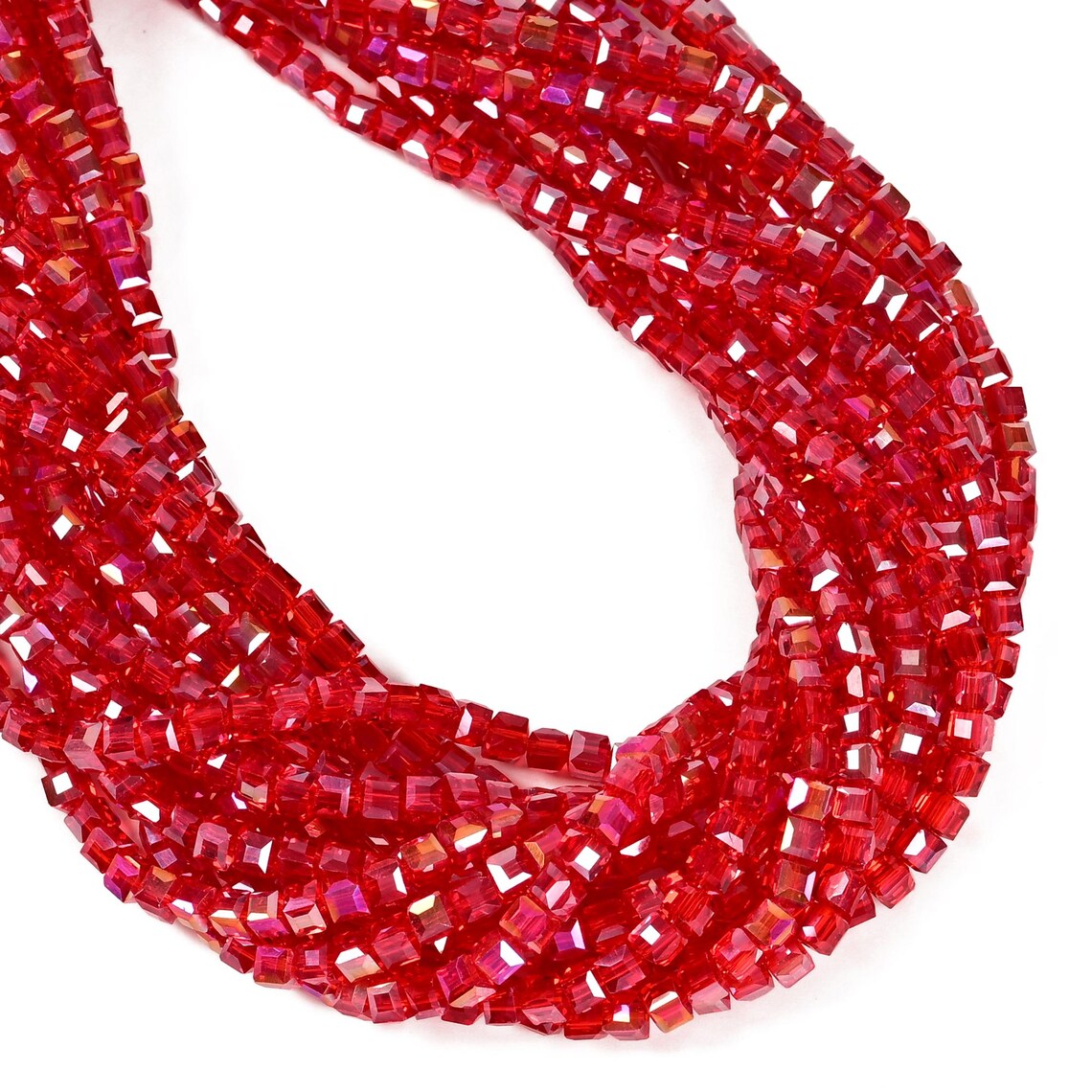 Red AB Crystal Glass Faceted Cube Beads Size 4mm 15.5'' Strand - Etsy