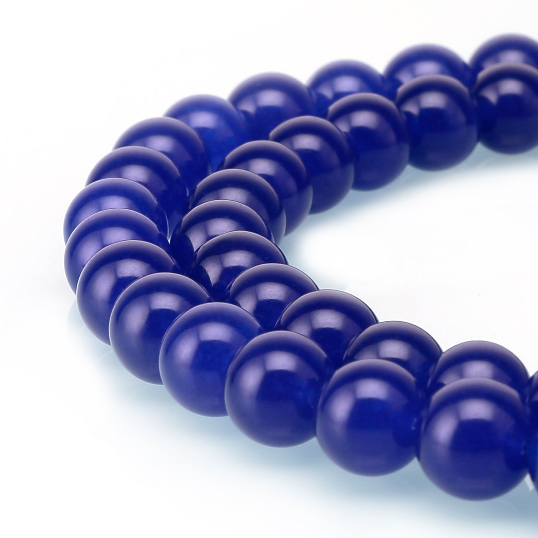 Blue Dyed Jade Smooth Round Beads 4mm 6mm 8mm 10mm 15.5 - Etsy