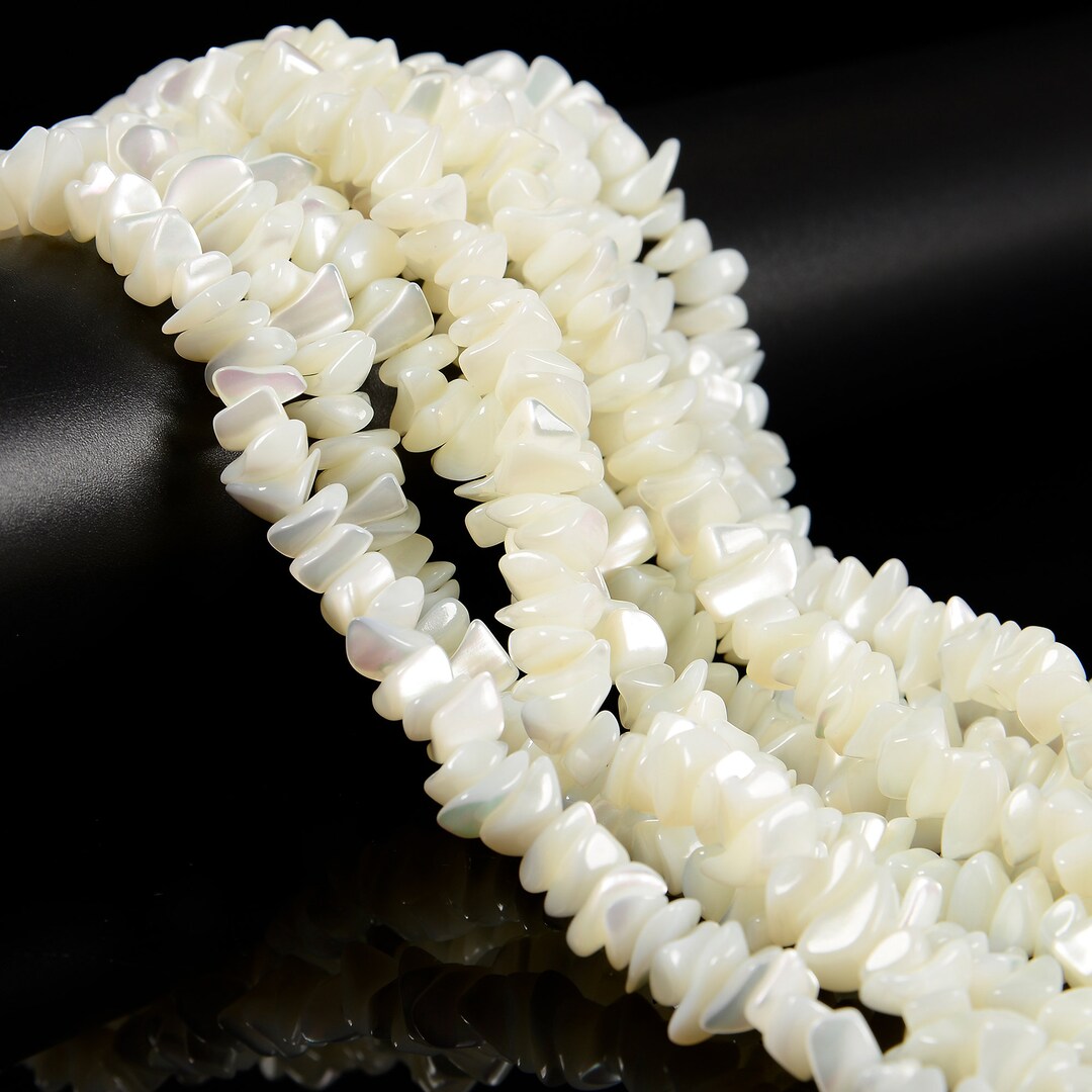 White Mother of Pearl MOP Shell Irregular Pebble Nugget Chips 7-10mm 16 ...