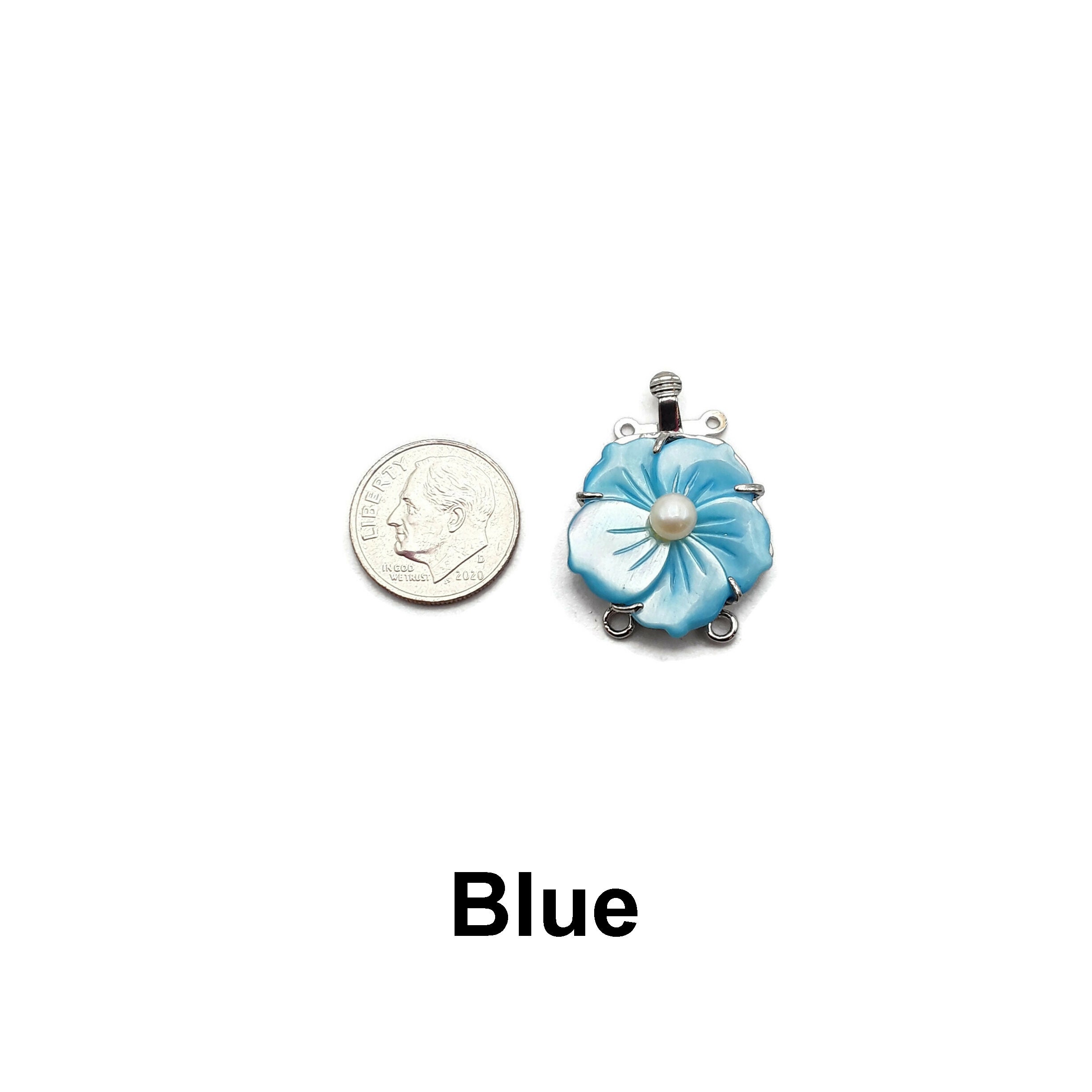 Flower Shell Clasp Connector W/pearl Center White/blue/yellow - Etsy
