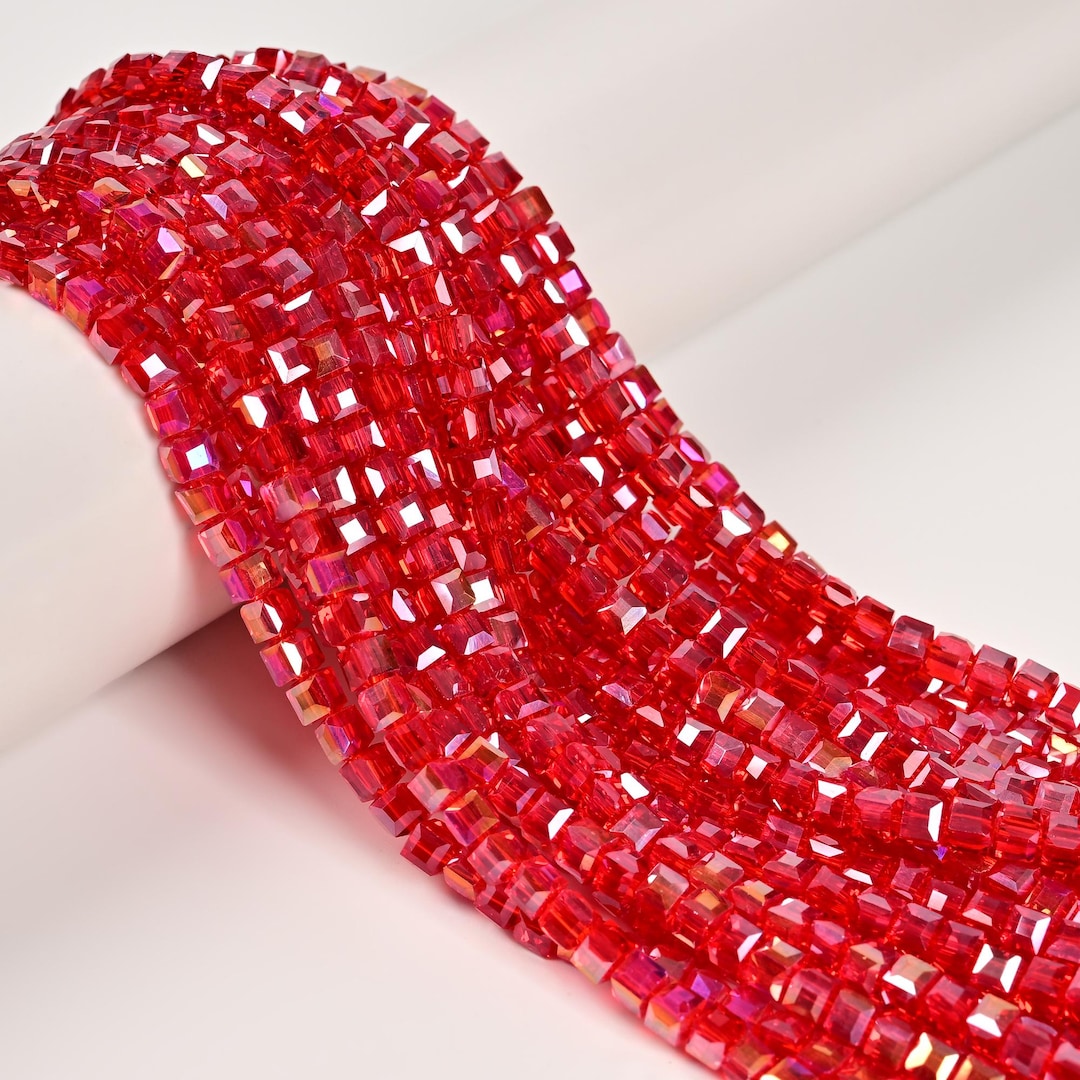 Red AB Crystal Glass Faceted Cube Beads Size 4mm 15.5'' Strand - Etsy
