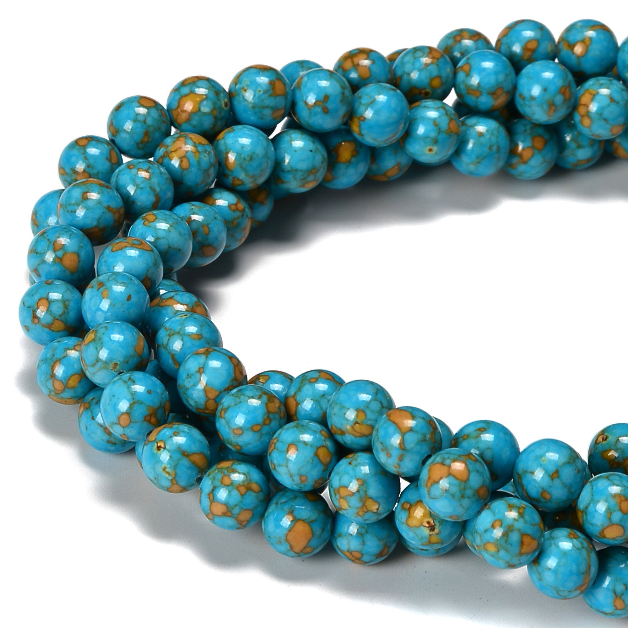 Blue Magnesite Turquoise Yellow Matrix Smooth Round Beads 6mm - Etsy