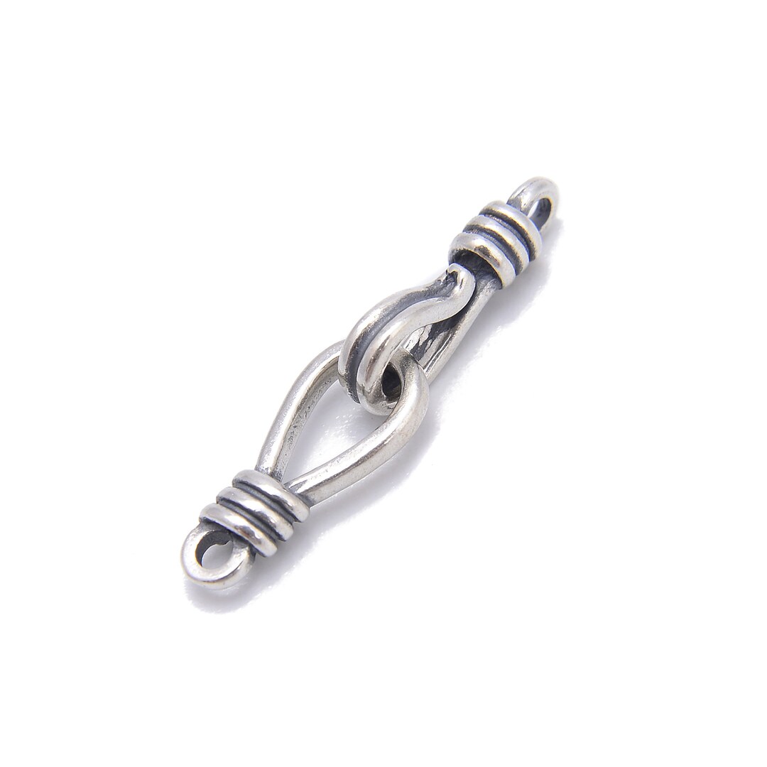 925 Sterling Silver Anti-silver Color Double Rope Clasp Size 6x33mm ...