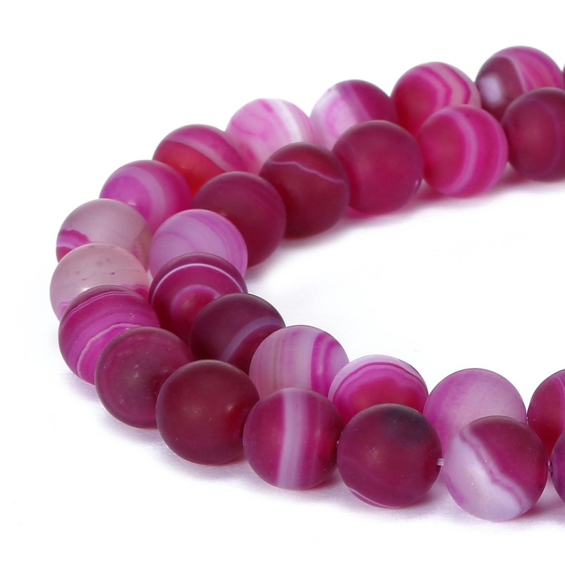 Fuchsia Stripe Agate Matte Round Beads 6mm 8mm 10mm 15.5 - Etsy
