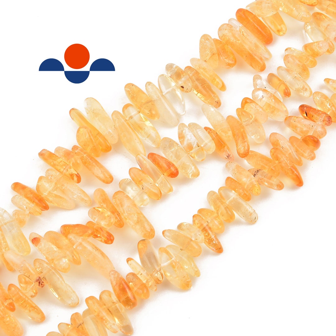 Natural Citrine Pebble Chips Top Drill Points Beads Approx 12-20mm 15.5 ...
