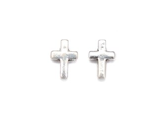 2 Sterling Silver Cross Beads Shiny Cross Religous Beads - Etsy