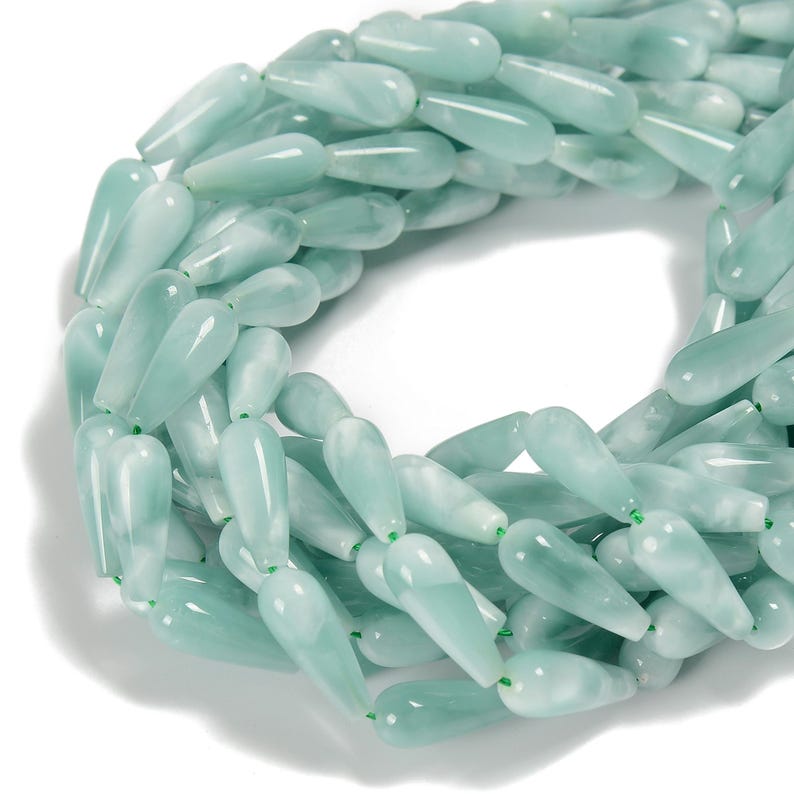 Iridescent Dark Green Moonstone Full Teardrop Beads 6x16mm 8x20mm 15.5 ...