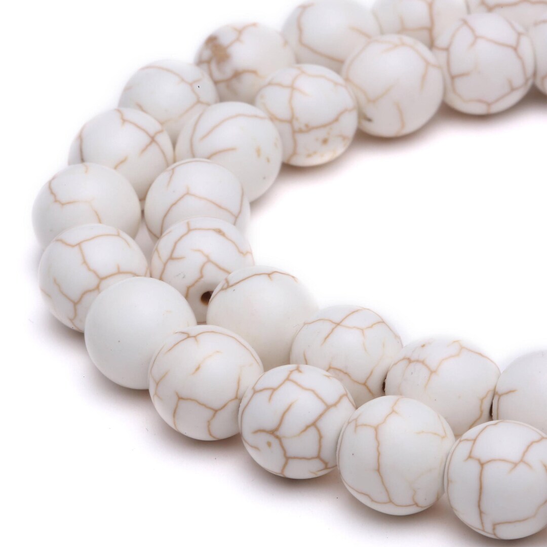 White Howlite Turquoise Smooth Round Beads 4mm 6mm 8mm 10mm 12mm 15.5 ...