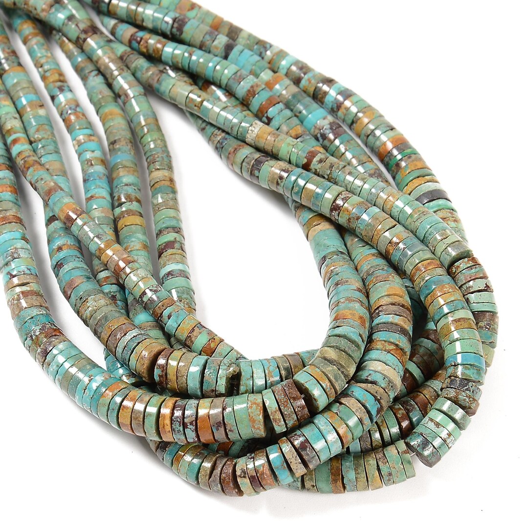 Natural Turquoise Graduated Heishi Disc Beads Size 2x3-2x8mm 15.5 ...