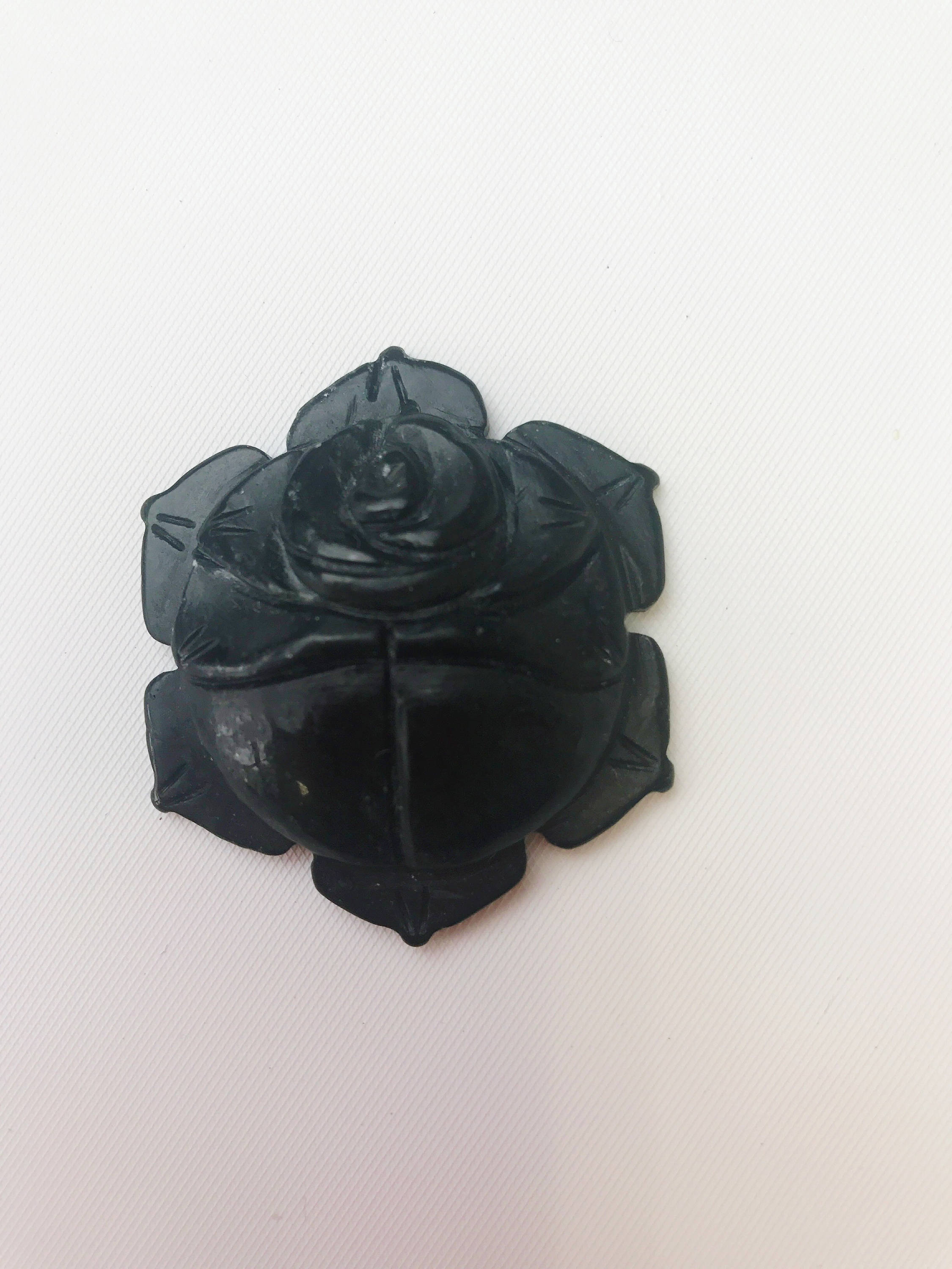 Hand Carved Black Jade Rose Pendant Size Approx 40mm Sold per - Etsy