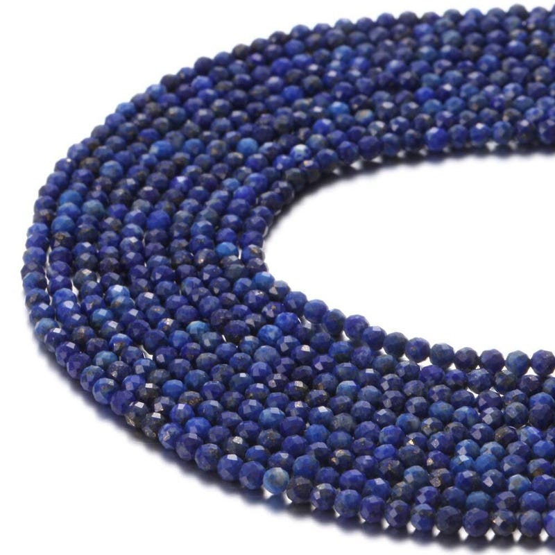 Faceted Lapis Round Bead - Etsy
