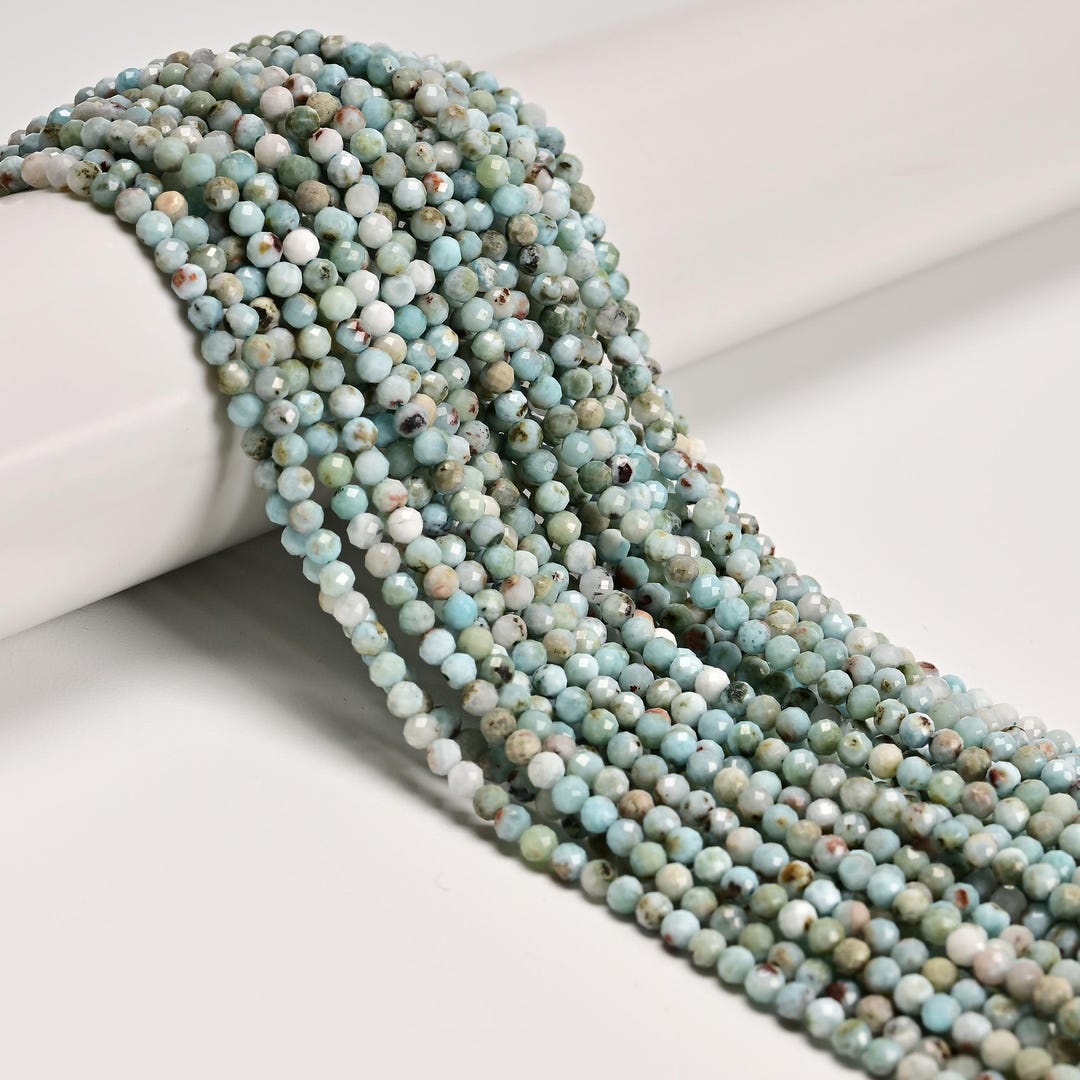 Natural Larimar Faceted Round Beads Size 3.5mm 15.5'' Strand - Etsy