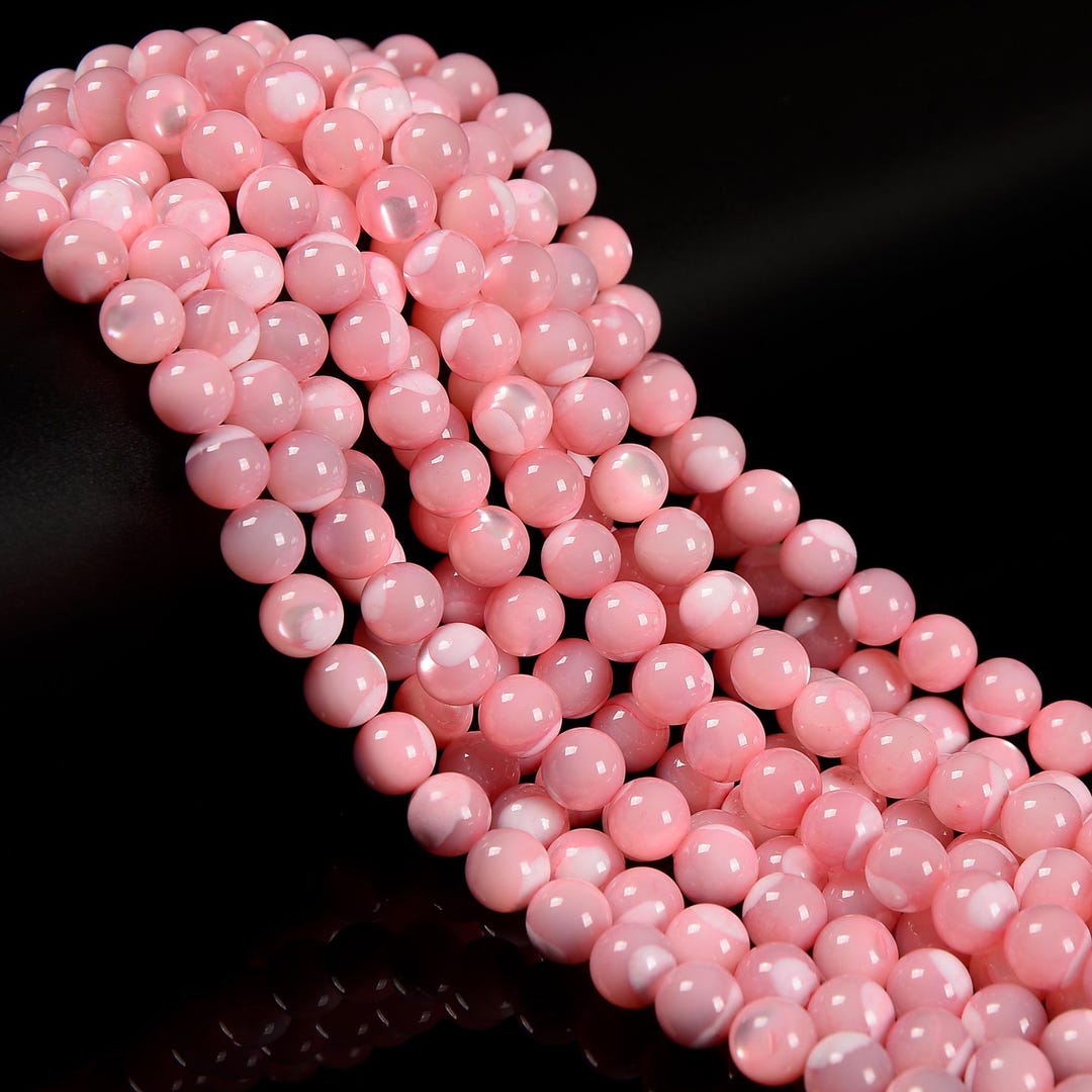 Pink Mother of Pearl MOP Shell Smooth Round Beads 4mm 6mm 8mm 10mm 15.5 ...