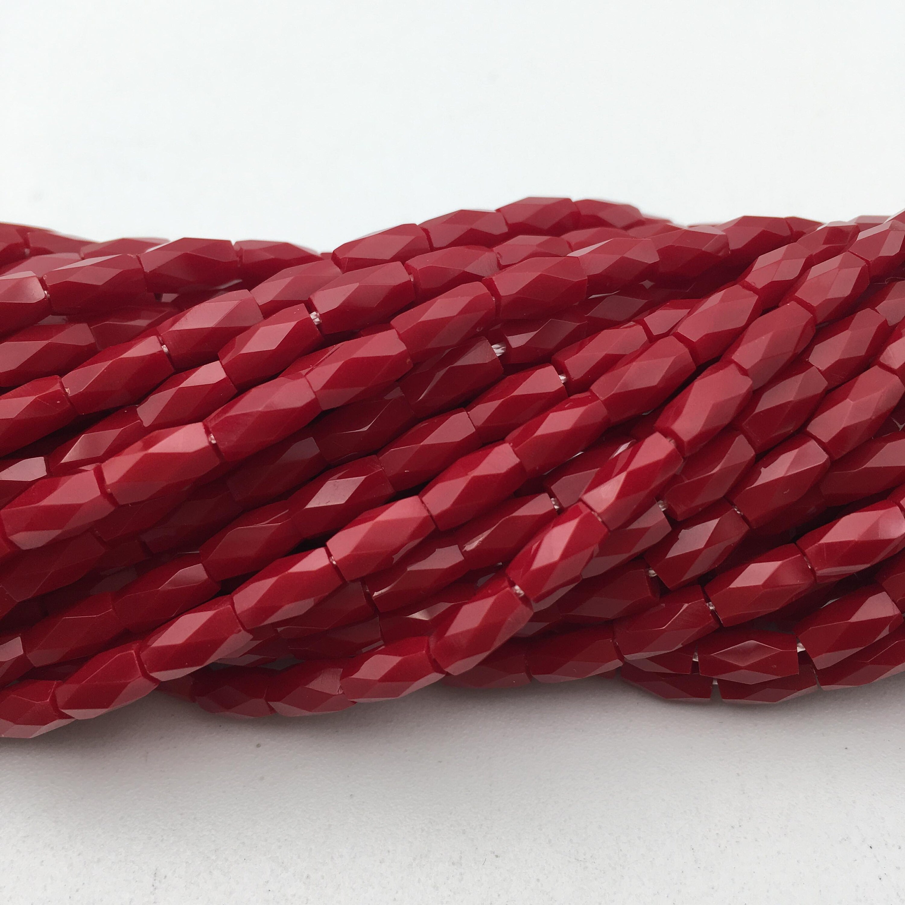 Dark Red Crystal Glass Faceted Rice Tube Beads 4x7mm | Etsy