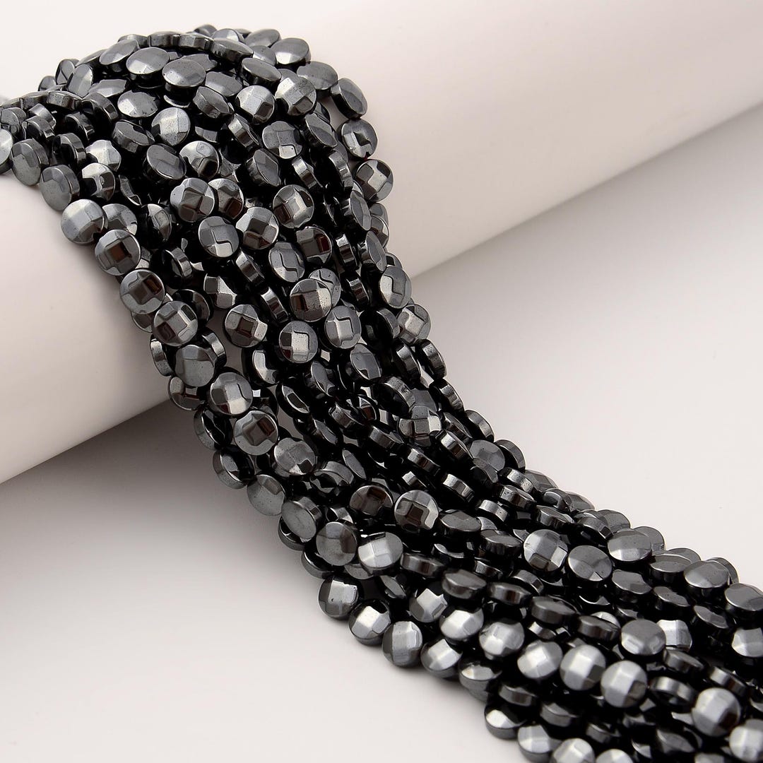 Natural Gray Hematite Faceted Coin Beads Size 6mm 8mm 15.5'' Strand - Etsy