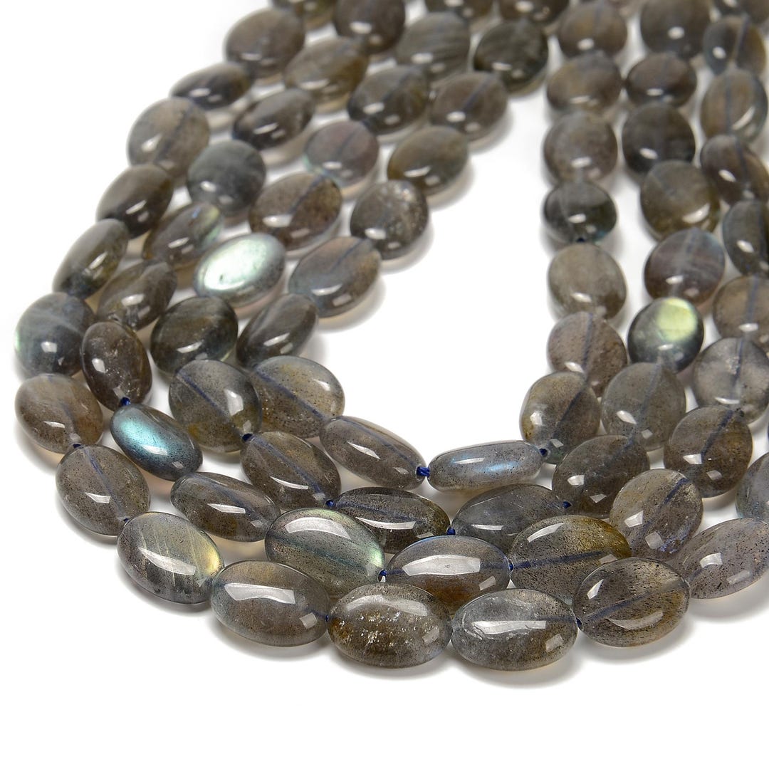 Natural Gray Labradorite Smooth Oval Beads 8x10mm 8x12mm 10x14mm 15.5 ...