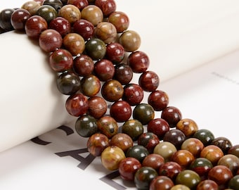 Natural Red Creek Jasper 4mm 6mm 8mm 10mm 14mm 16mm 18mm Round Beads Aka Cherry Creek Multi ...
