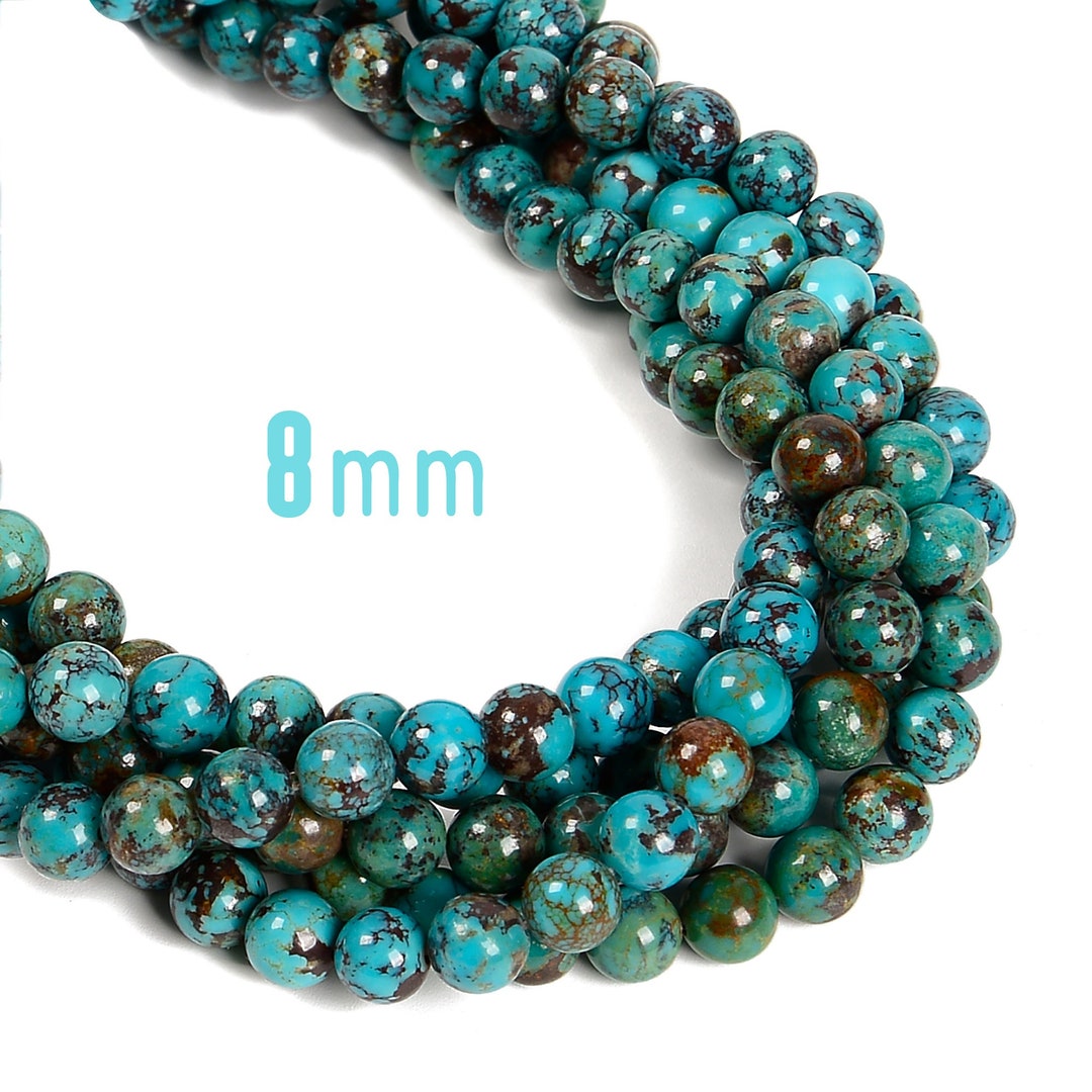 Genuine Natural Turquoise Smooth Round Beads 5mm 6mm 7mm 8mm 9mm 15.5 ...