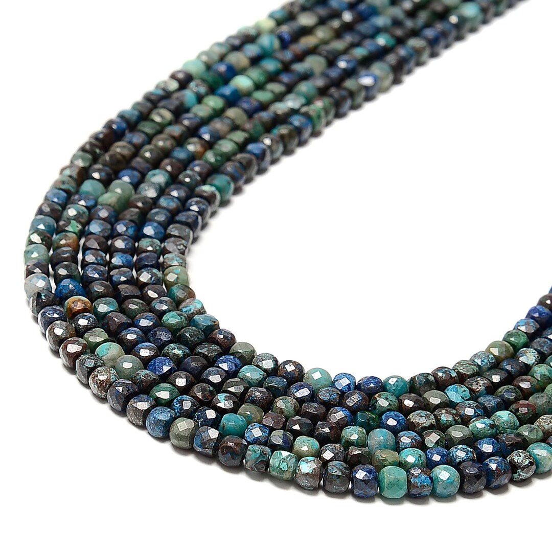 Natural Azurite Fynchenite Faceted Cube Beads Size 4mm 15.5'' Strand - Etsy