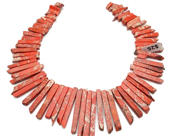 Red Sea Sediment Jasper Graduated Slice Stick Points Beads 15-55mm 15.5 ...