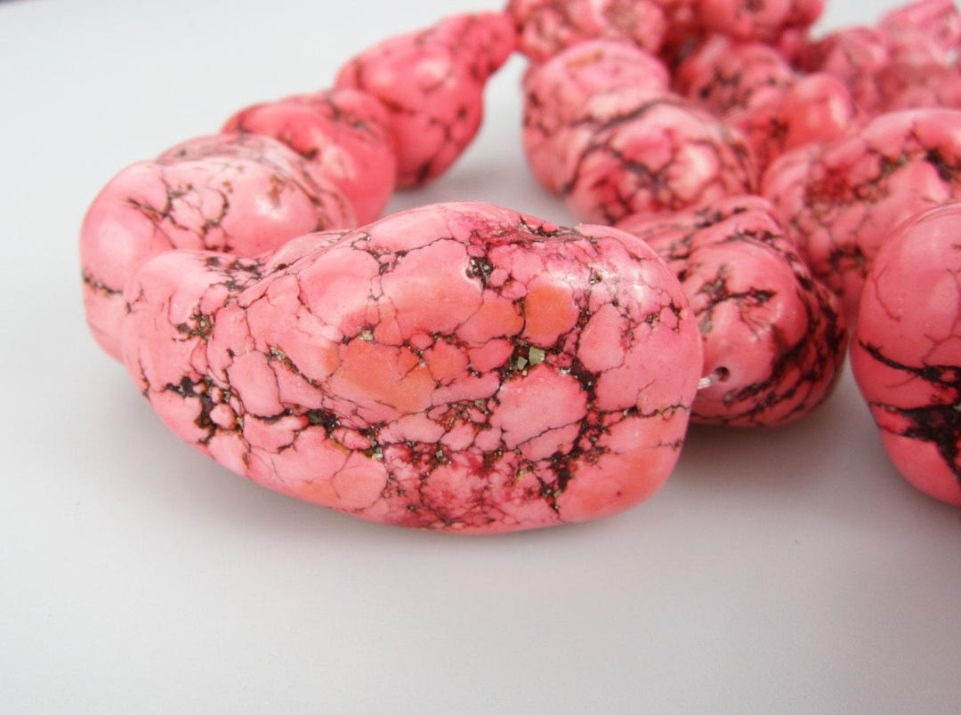 Pink Magnesite Turquoise Graduated Nugget Chunk Beads 25-55mm 15.5 ...