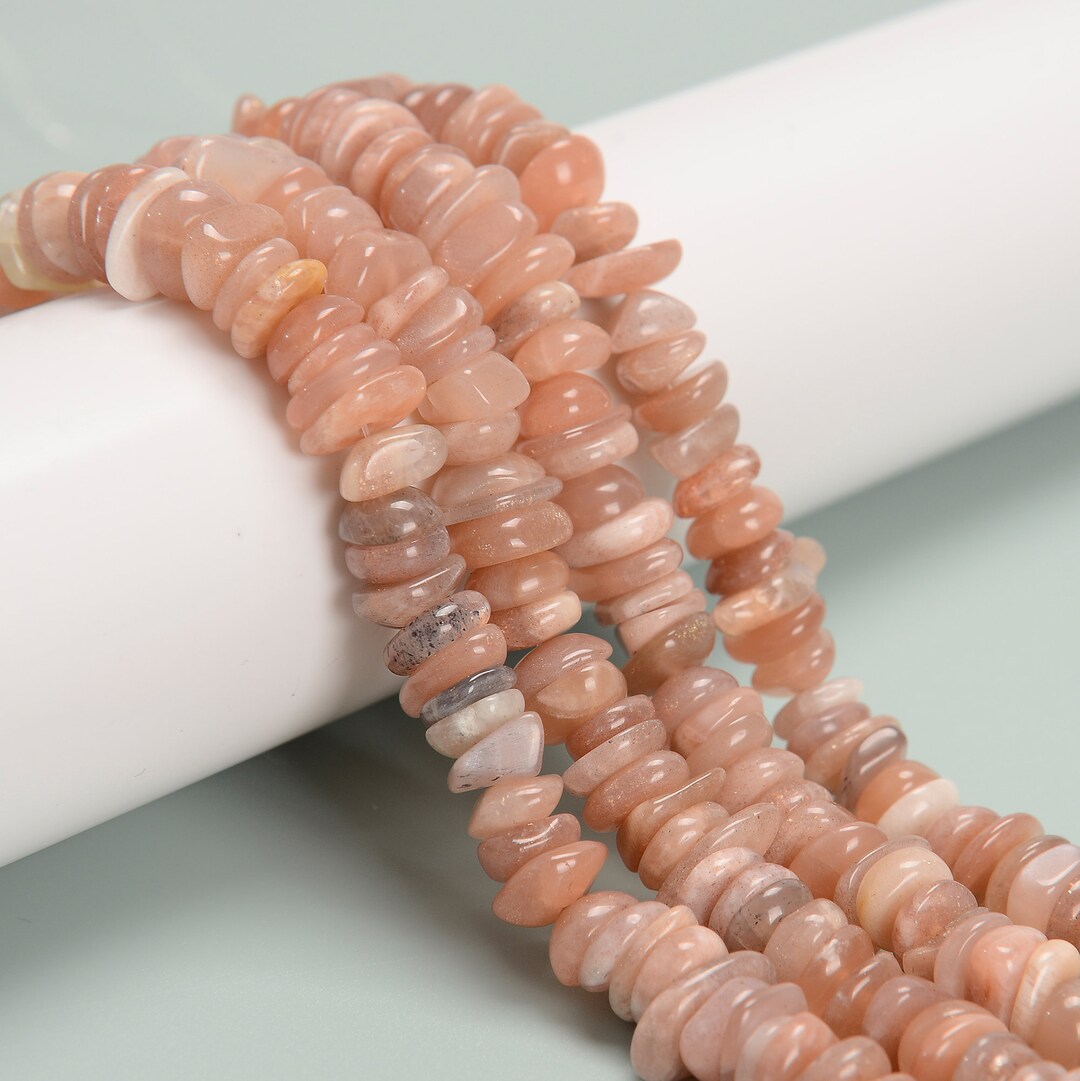 Natural Peach Moonstone Pebble Nugget Chips Beads 3-4mm X 8-10mm 15.5 ...