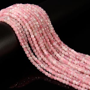 Natural Madagascar Rose Quartz Faceted Cube Beads Size 4mm 15.5 ...