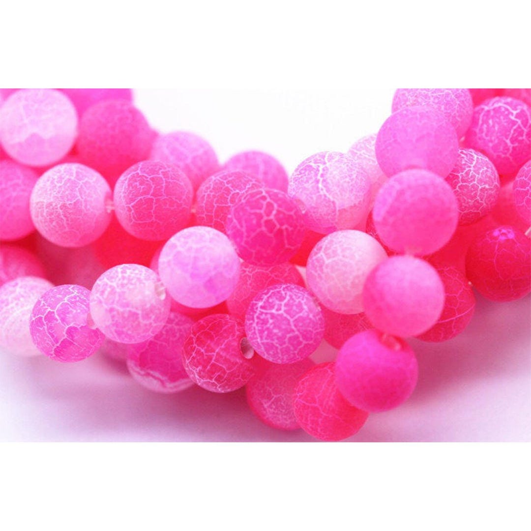 Pink Fire Agate Cracked Matte Round Beads 4mm 6mm 8mm 10mm 12mm 15.5 ...