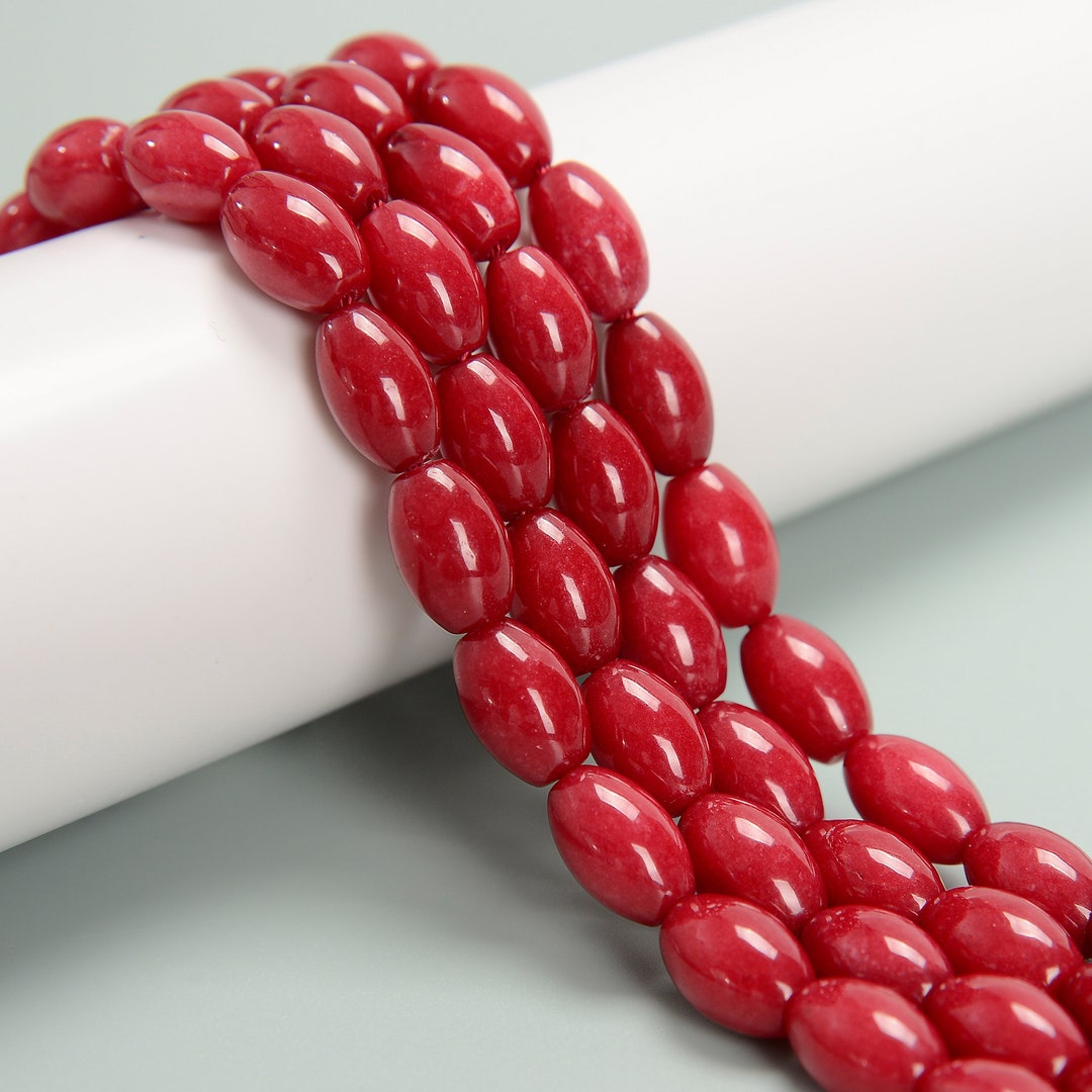 Ruby Red Color Dyed Jade Rice Shape Beads Size 8x12mm - Etsy