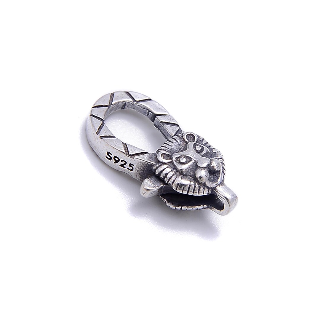 925 Sterling Silver Anti-silver Color Lion Head Clasp Size 9x18mm 2 Pcs ...