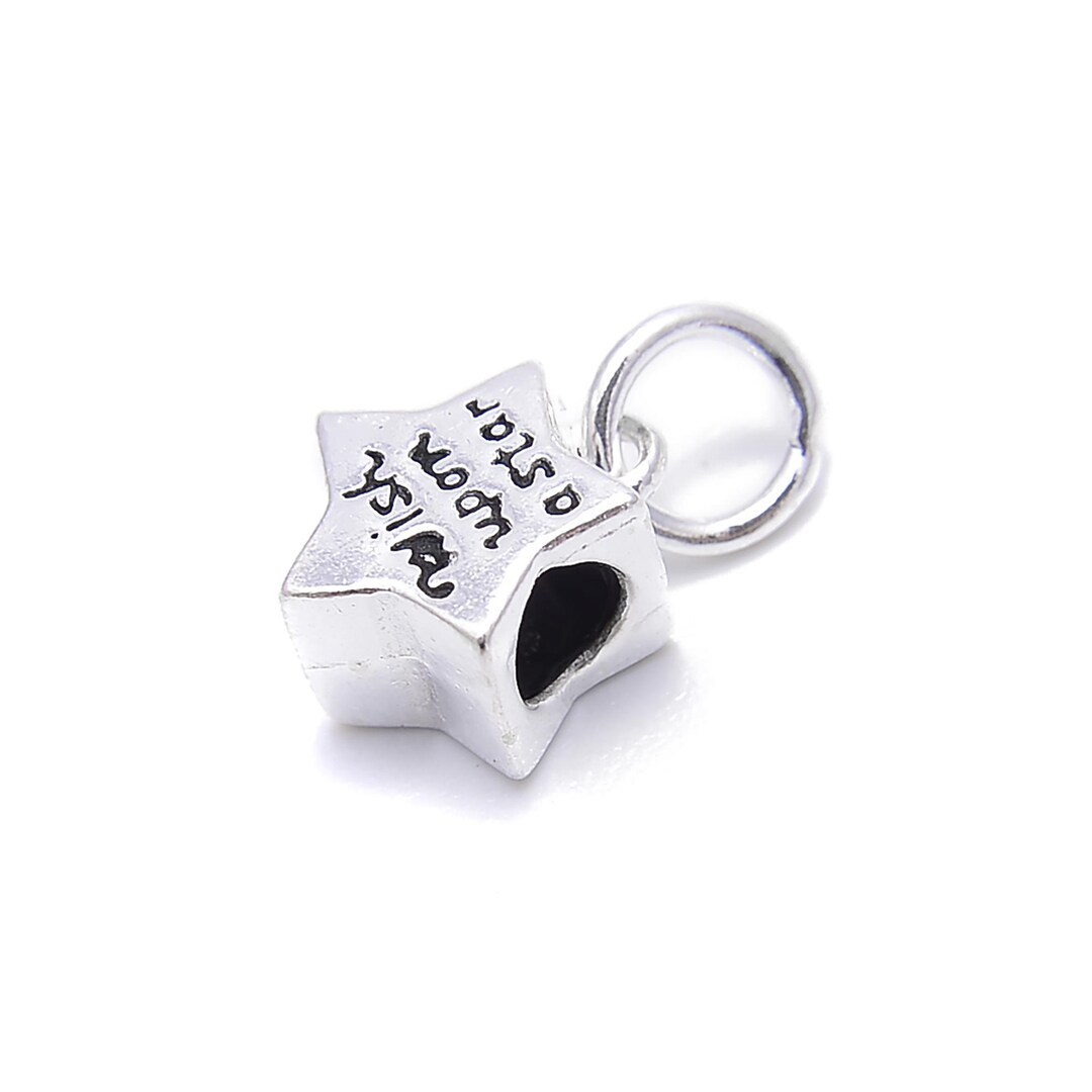 925 Sterling Silver Anti-silver Star Pendant Charm Size 8.5mm 3 Pcs per ...