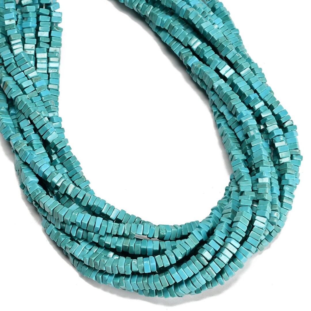 Blue Turquoise Square Heishi Disc Beads Size 2x4mm 15.5" Strand - Etsy
