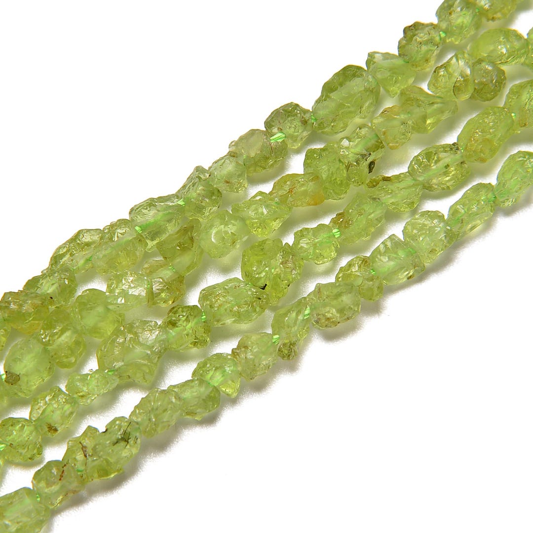 Peridot Rough Nugget Chunks Side Drill Beads Size 5-6mm 15.5'' Strand ...