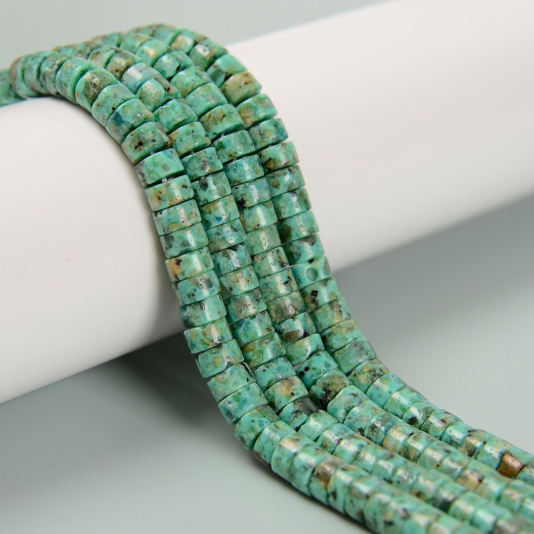 Dyed African Turquoise Heishi Disc Beads Size 2x4mm 3x6mm 15.5'' Strand ...
