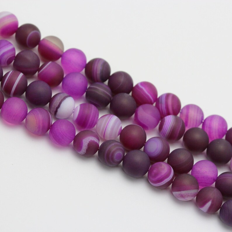 Fuchsia Stripe Agate Matte Round Beads 6mm 8mm 10mm 15.5 - Etsy