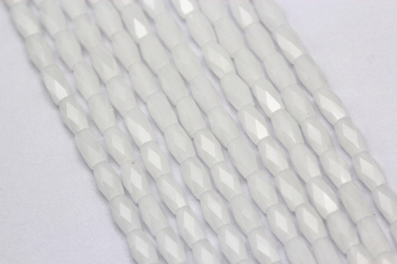 White Opaque Crystal Glass Faceted Rice Tube Beads 4x6mm - Etsy