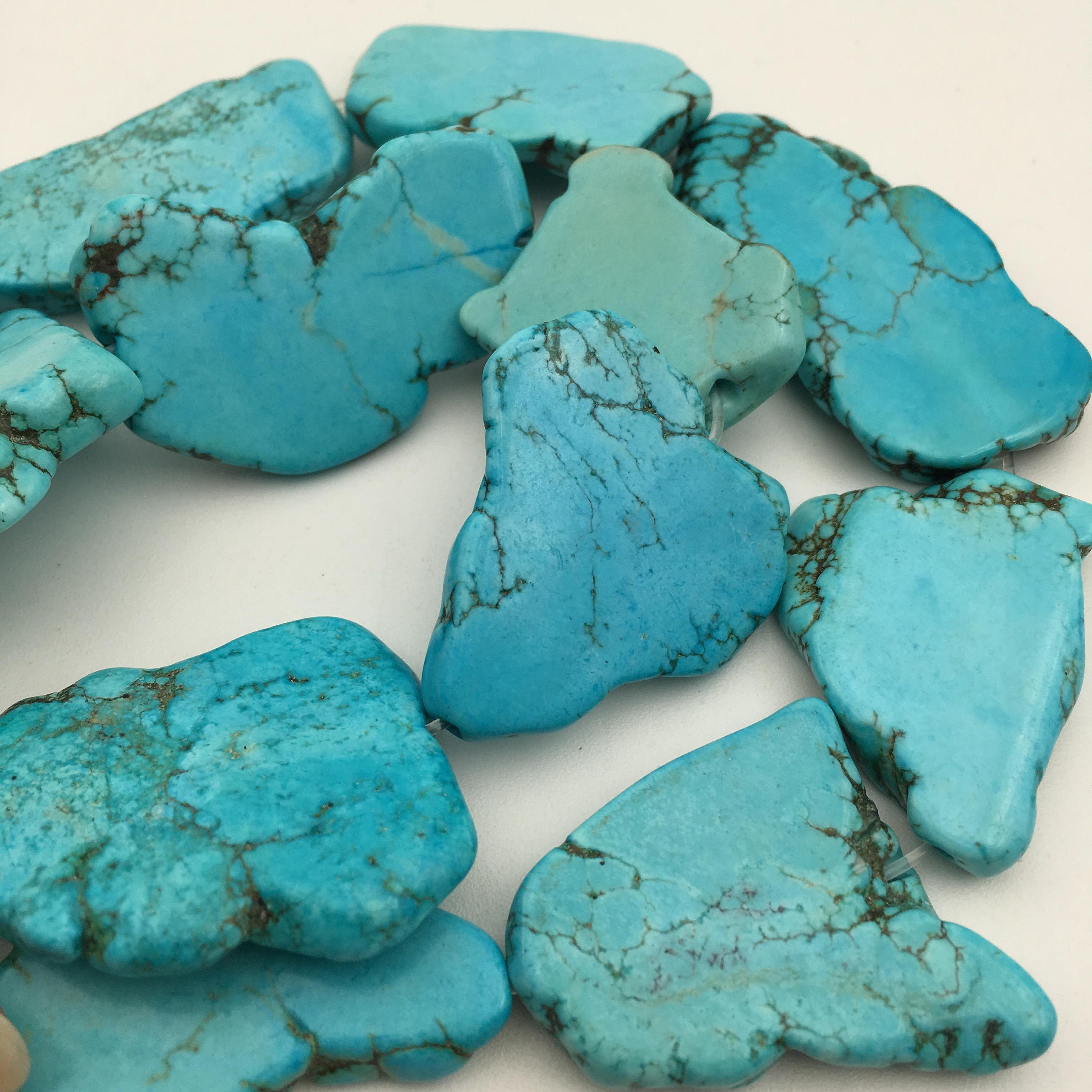 Blue Magnesite Turquoise Freeform Slab Slice Beads 30x35mm | Etsy