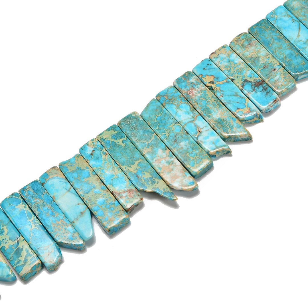 Blue Sea Sediment Jasper Graduated Slice Stick Points Beads 15-55mm 15. ...
