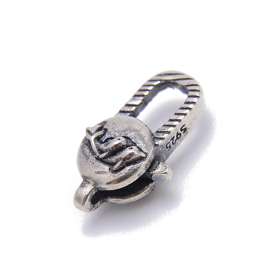 925 Sterling Silver Anti-silver Color Dolphin Clasp Size 8x15mm 2 Pcs ...