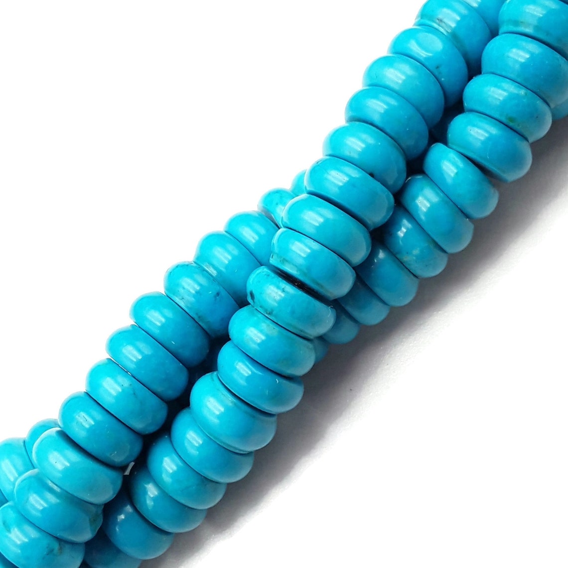 Bright Blue Magnesite Turquoise Smooth Rondelle Beads 4x10mm - Etsy UK
