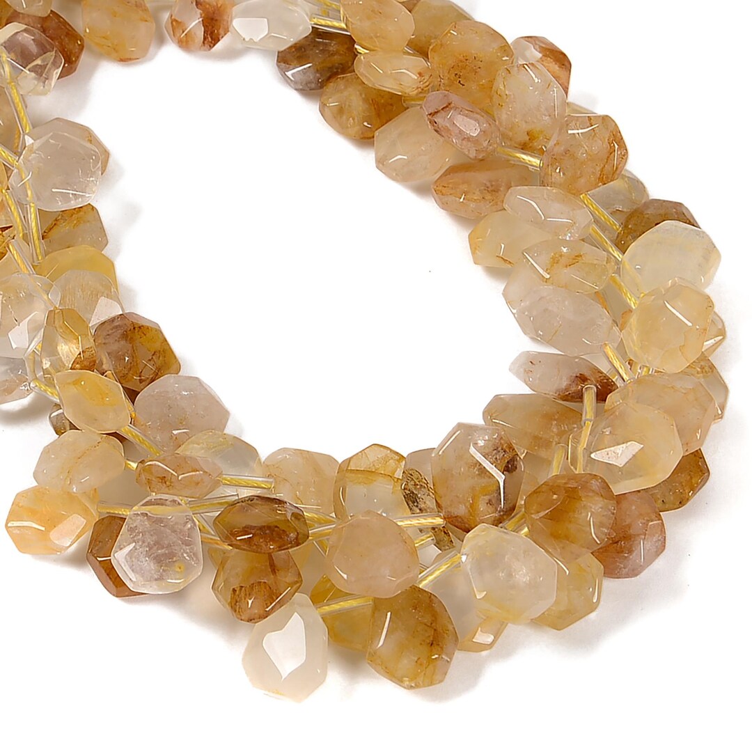 Golden Healer Quartz Faceted Trapezoid Shape Beads 10x12mm-12x15mm 15.5 ...