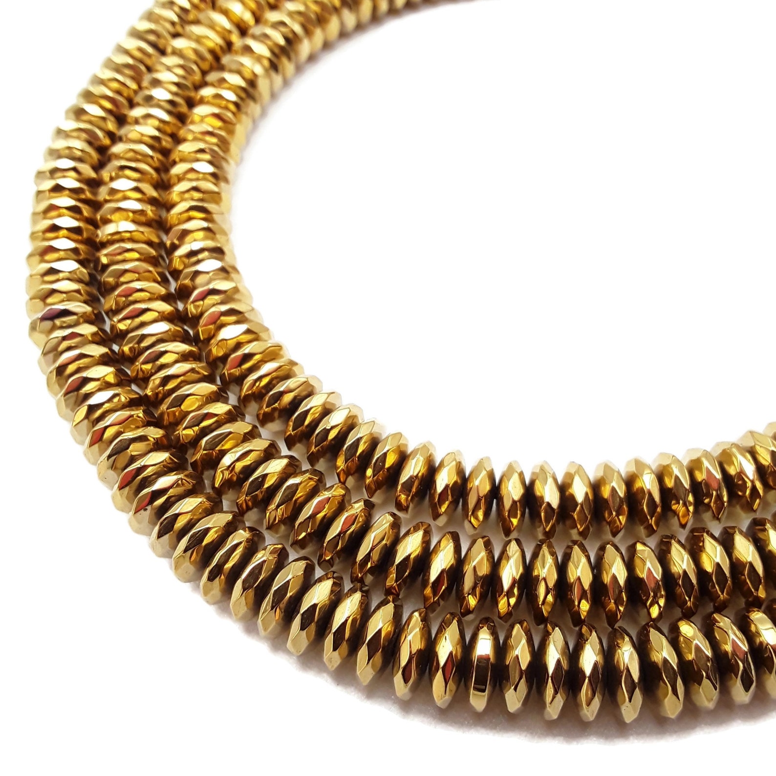 Gold Plated Hematite Faceted Rondelle Beads 3x6mm 3x8mm 3x10mm Etsy