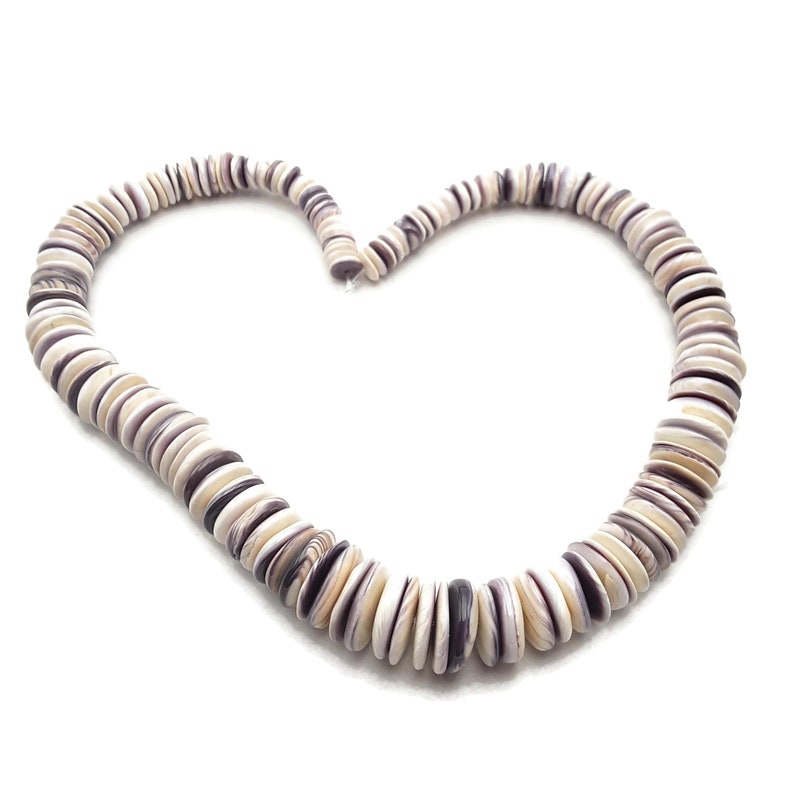 Graduated Purple White Conch Shell Flat Rondelle Discs Beads - Etsy