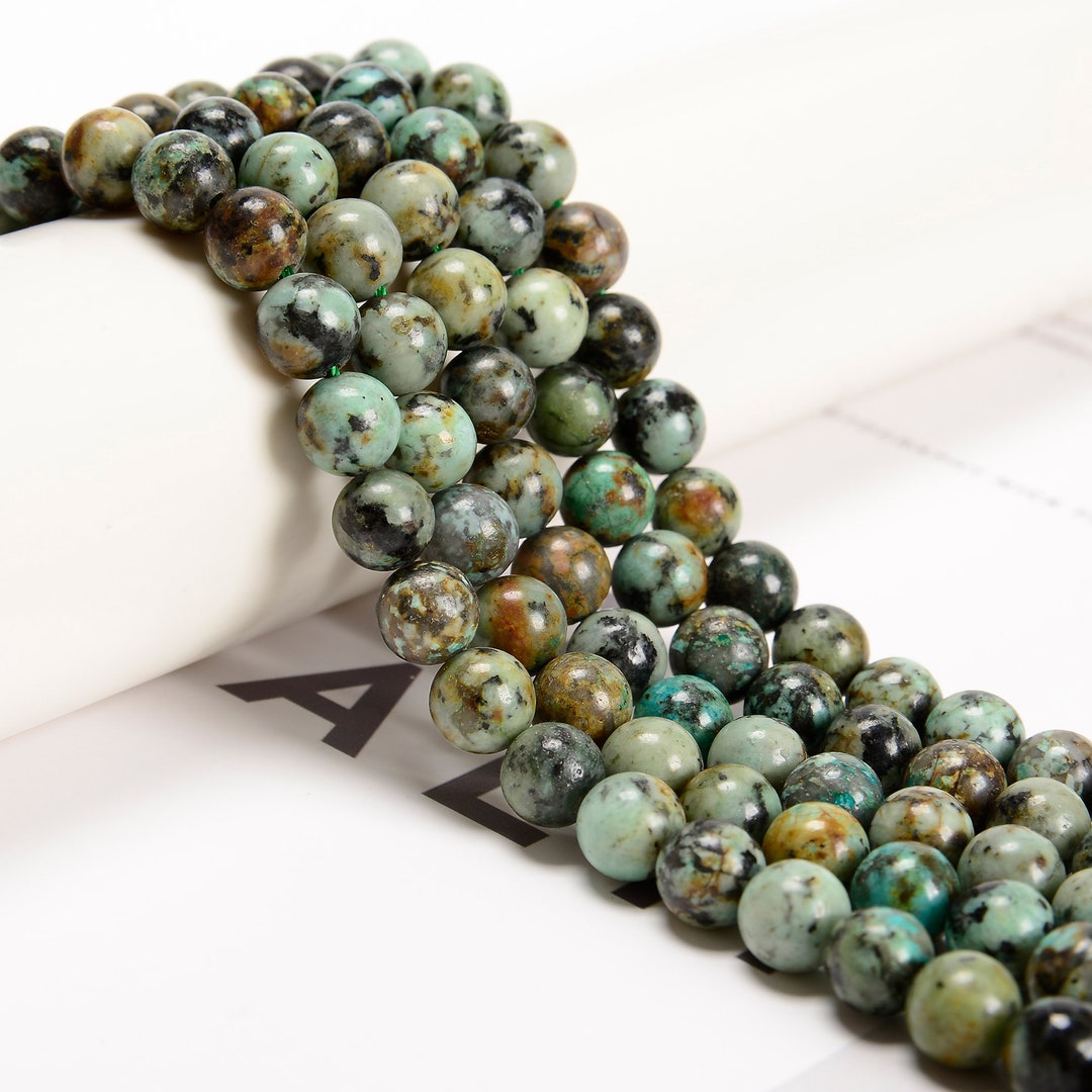 African Turquoise Smooth Round Beads 4mm 6mm 8mm 10mm 12mm 15.5 Strand ...