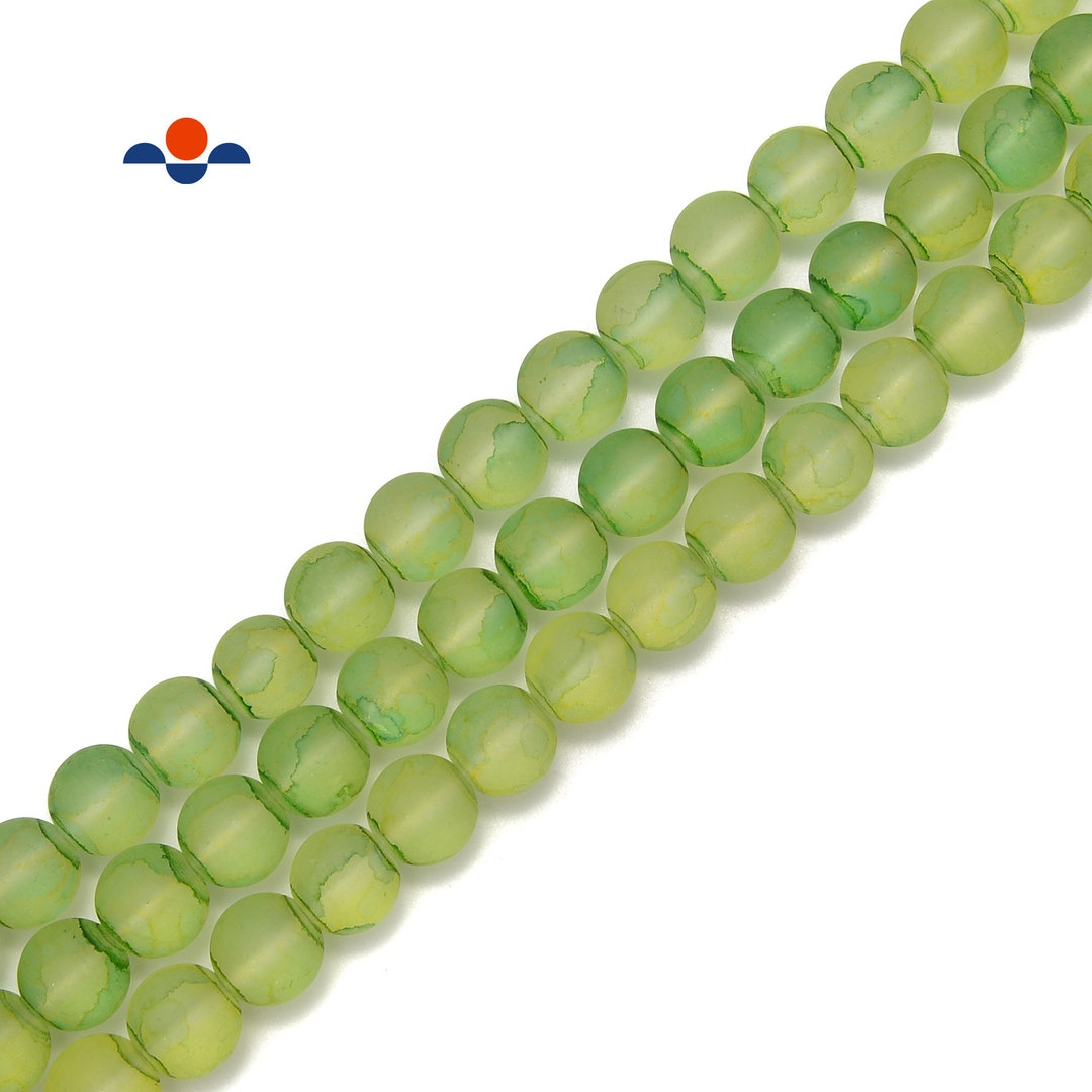 Translucent Green Glass Matte Round Beads Size 12mm 15.5 - Etsy