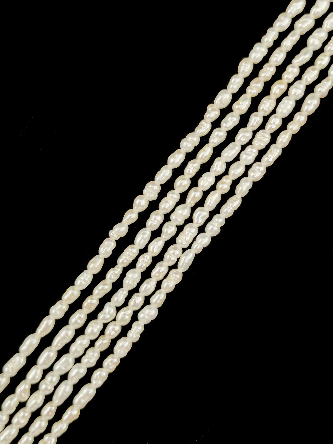 Fresh Water Pearl White Ringed Rice Shape Beads Size 2-2.5x3-4.5mm 14 ...