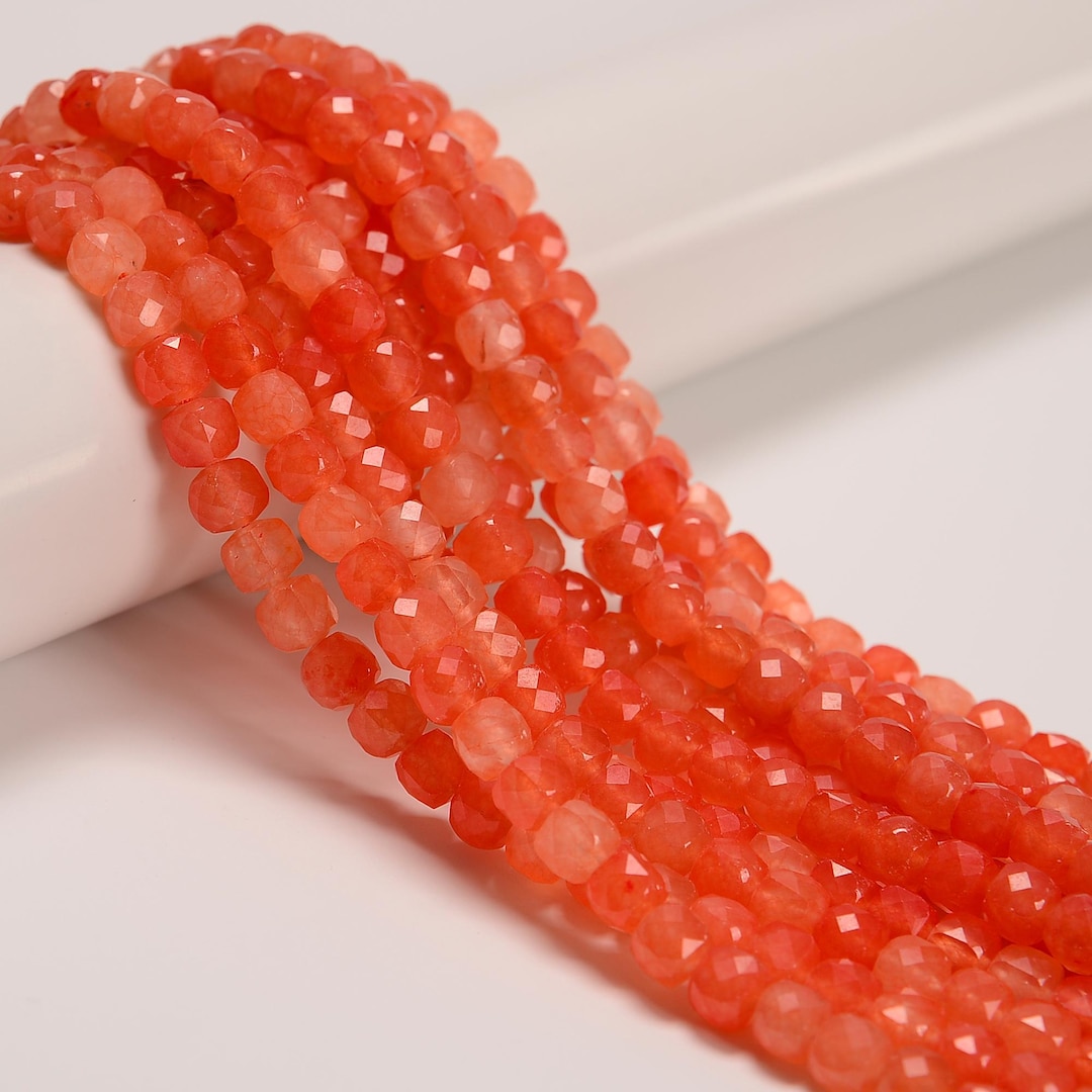 Orange Color Dyed Jade Faceted Cube Beads Size 7mm 15.5'' Strand - Etsy