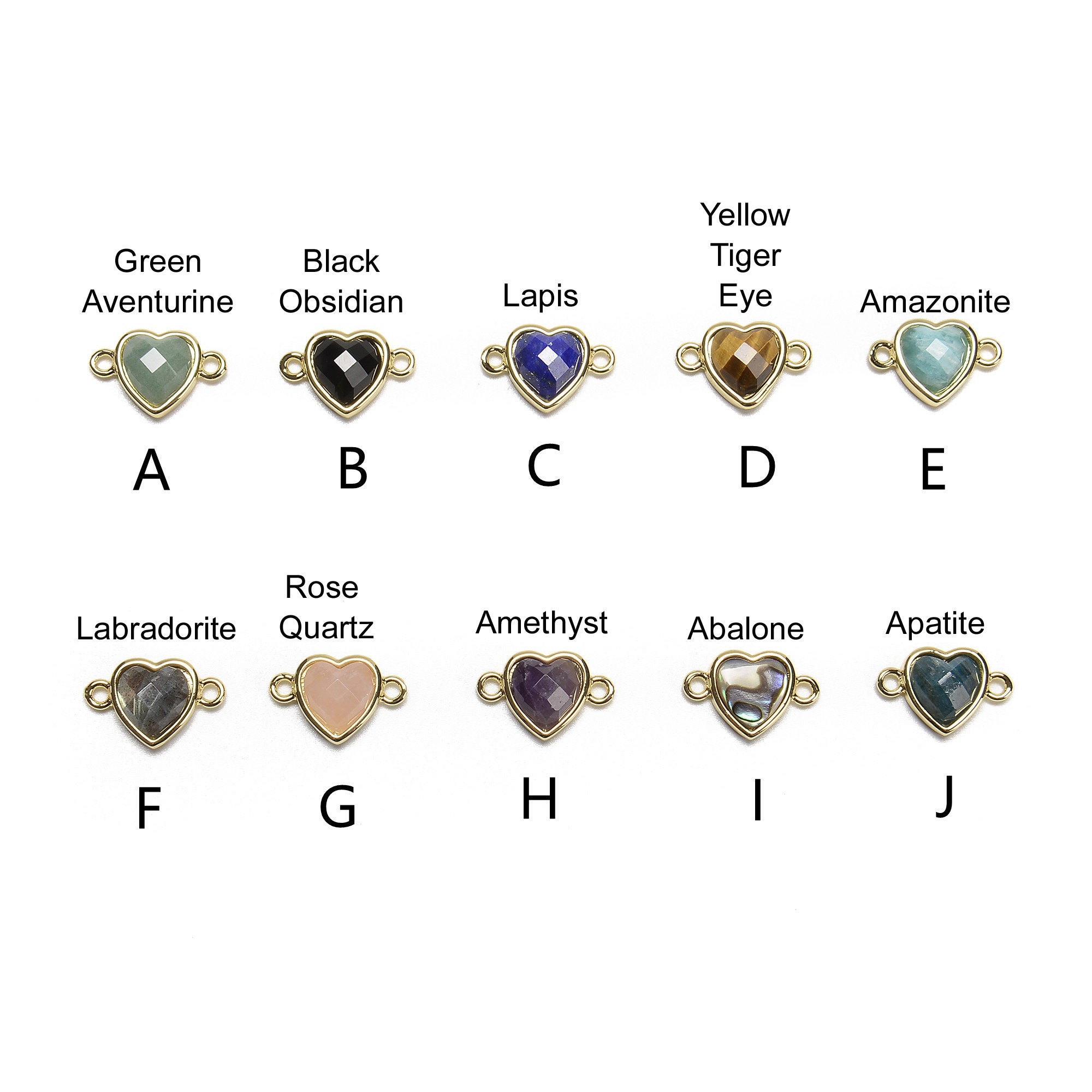 Gemstone Faceted Heart Shape Gold Edge Connector Pendant Charm - Etsy