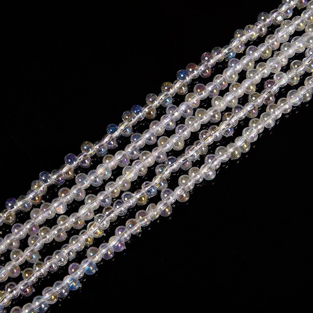 Clear AB Crystal Glass off Center Drilled Rondelle Beads Size 4x6mm 15. ...
