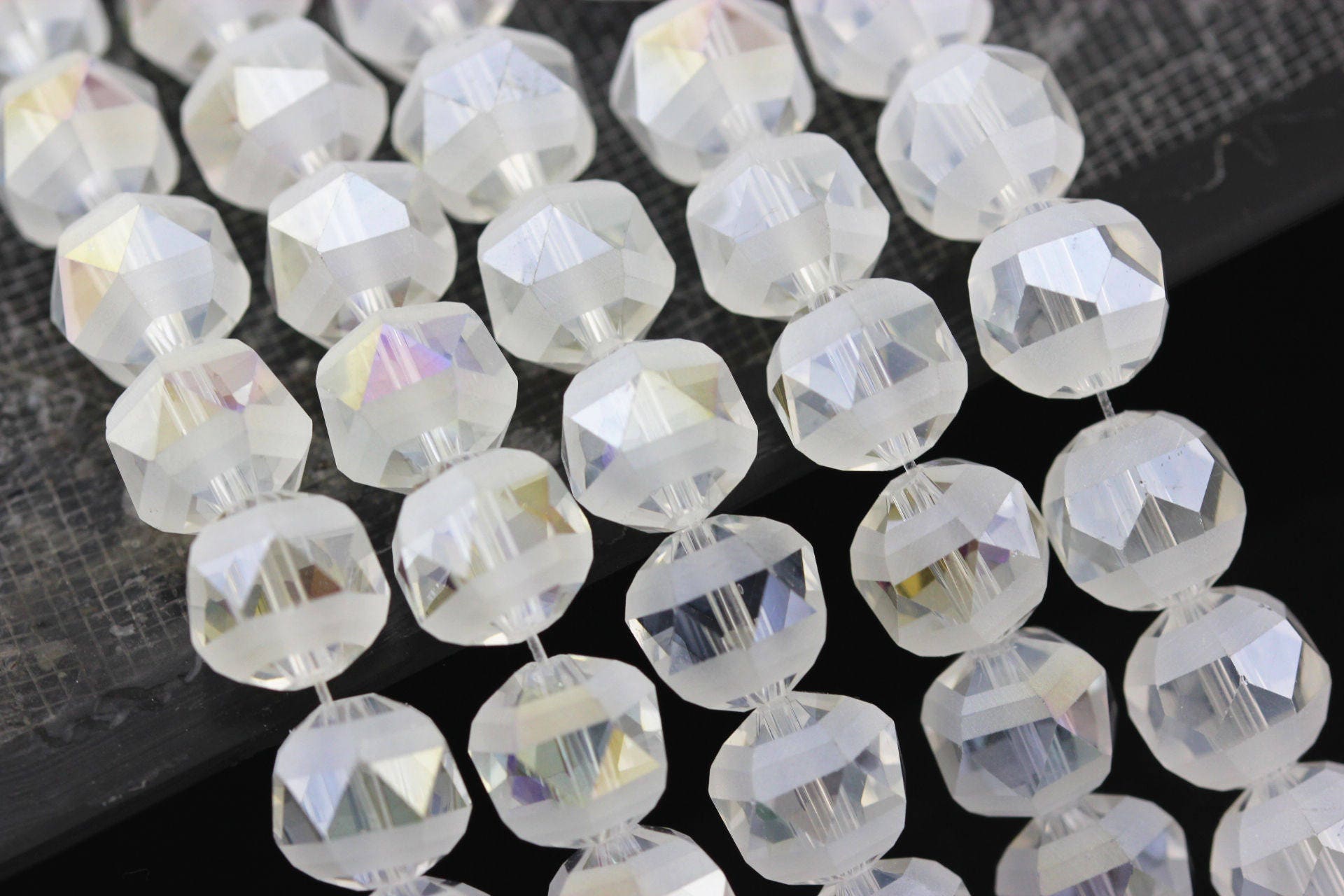 Clear AB Color Crystal Glass Matte Faceted Round Beads 8mm - Etsy